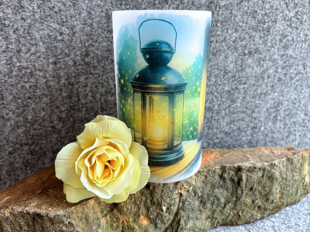 Firefly Lantern, Real Wax Flameless Candle, Black Lantern Filled With ...