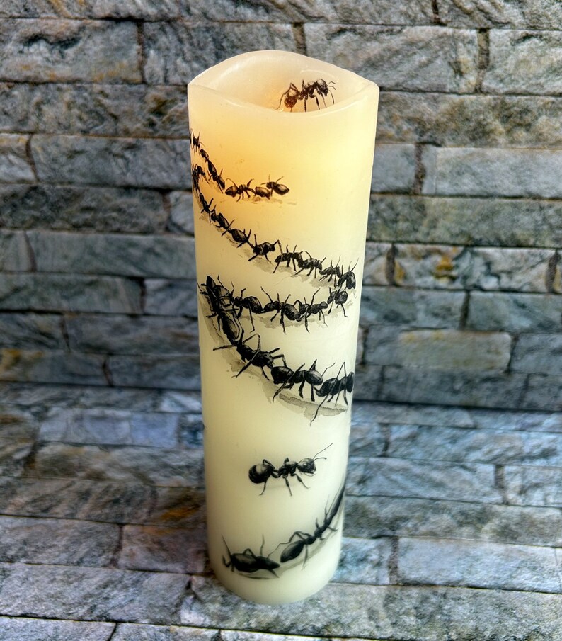 Ants Marching Along, Tall and Thin, Real Wax Flameless Candle ...