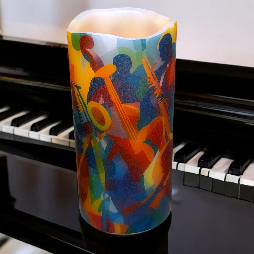 Abstract Jazz Musicians, Real Wax Flameless Candle, Bold and Colorful ...