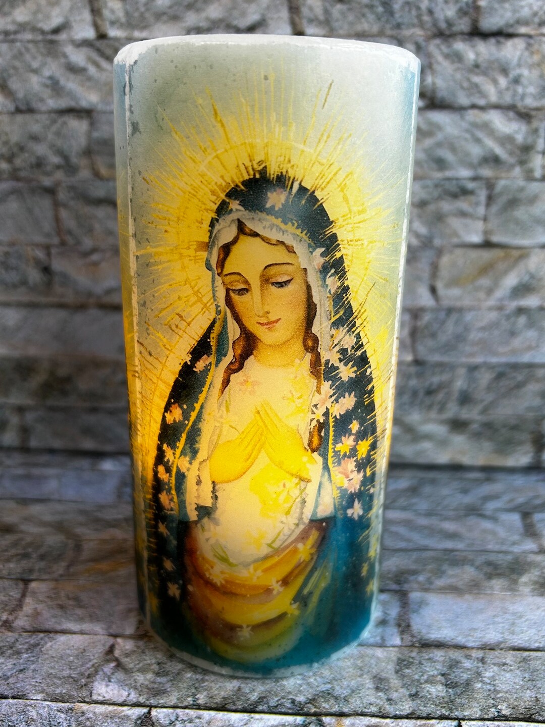 Our Lady of Guadalupe, Real Wax Flameless Candle, Religious Image, LED ...