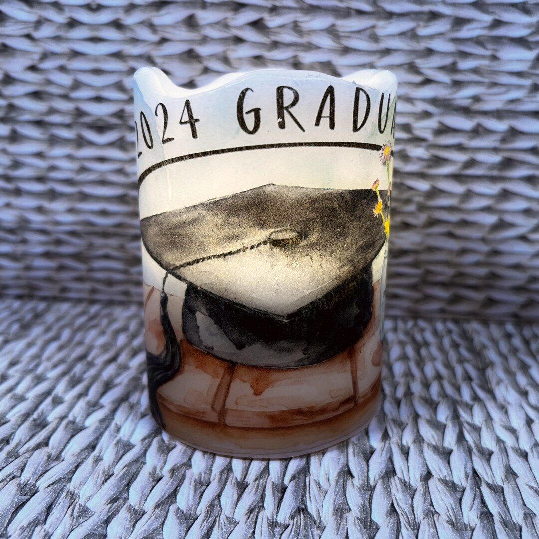 Graduation Cap, Customized, Real Wax Flameless Candle, Unique Gift for ...