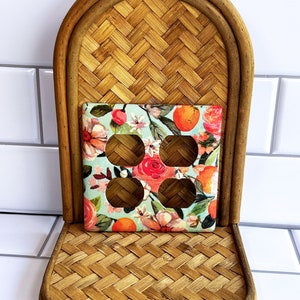 Peach Blossom Floral Outlet Cover, Decoupaged and Unique, Hand-made ...