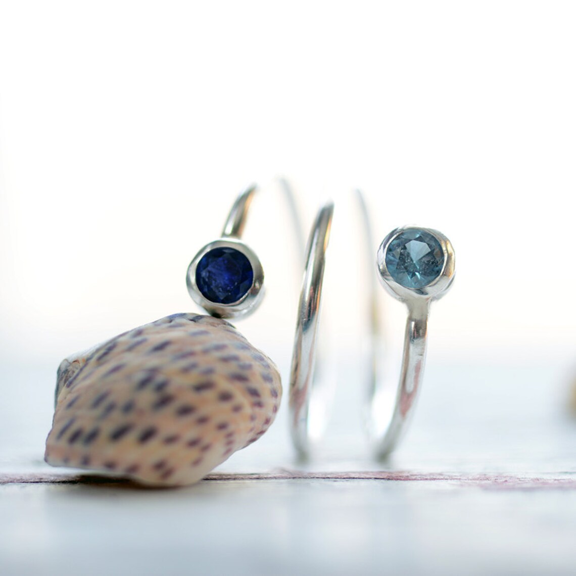 Two Stone Birthstone Ring Sterling Silver Gemstone Mom Ring | Etsy