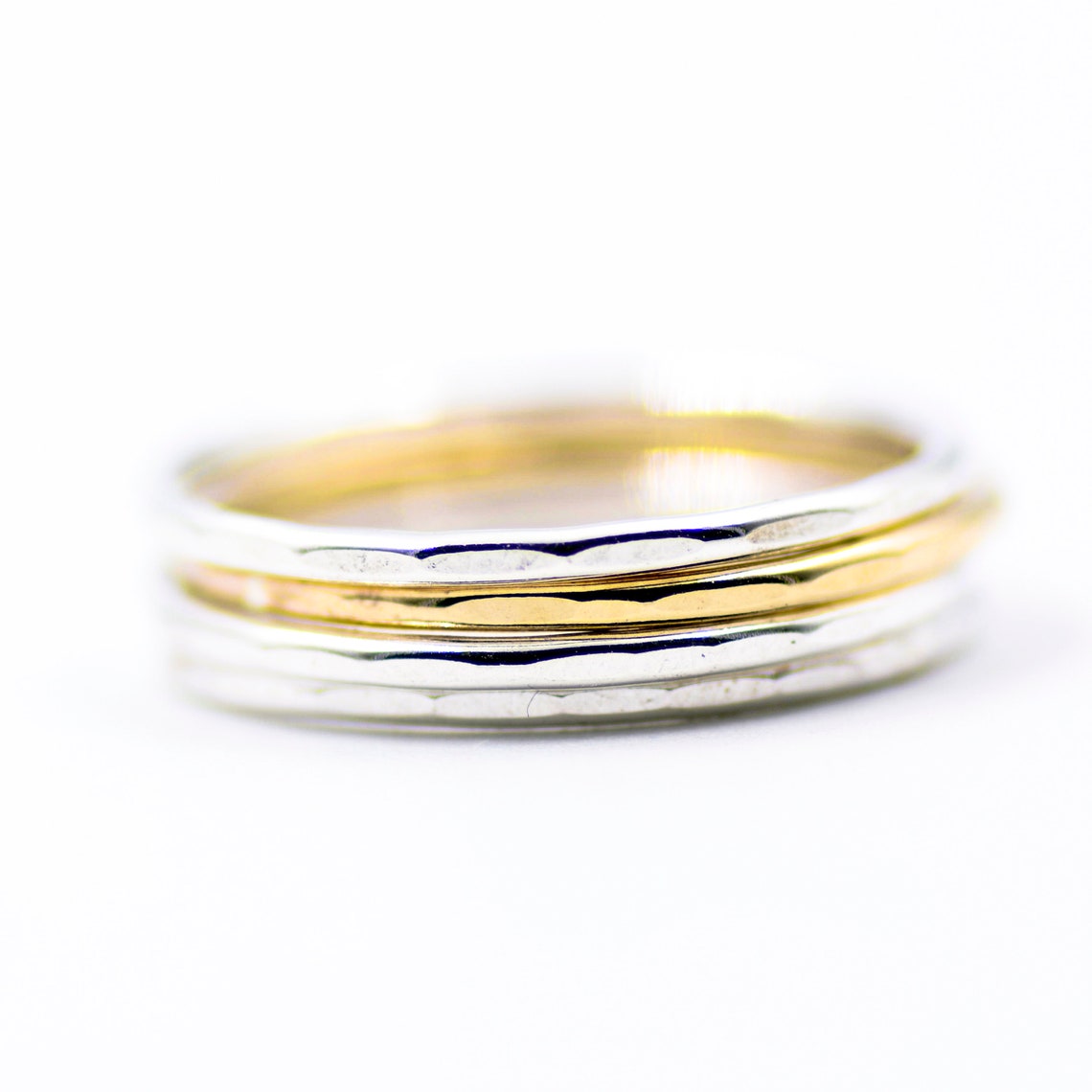 Sterling Silver and Gold Stacking Rings Set of four rings | Etsy