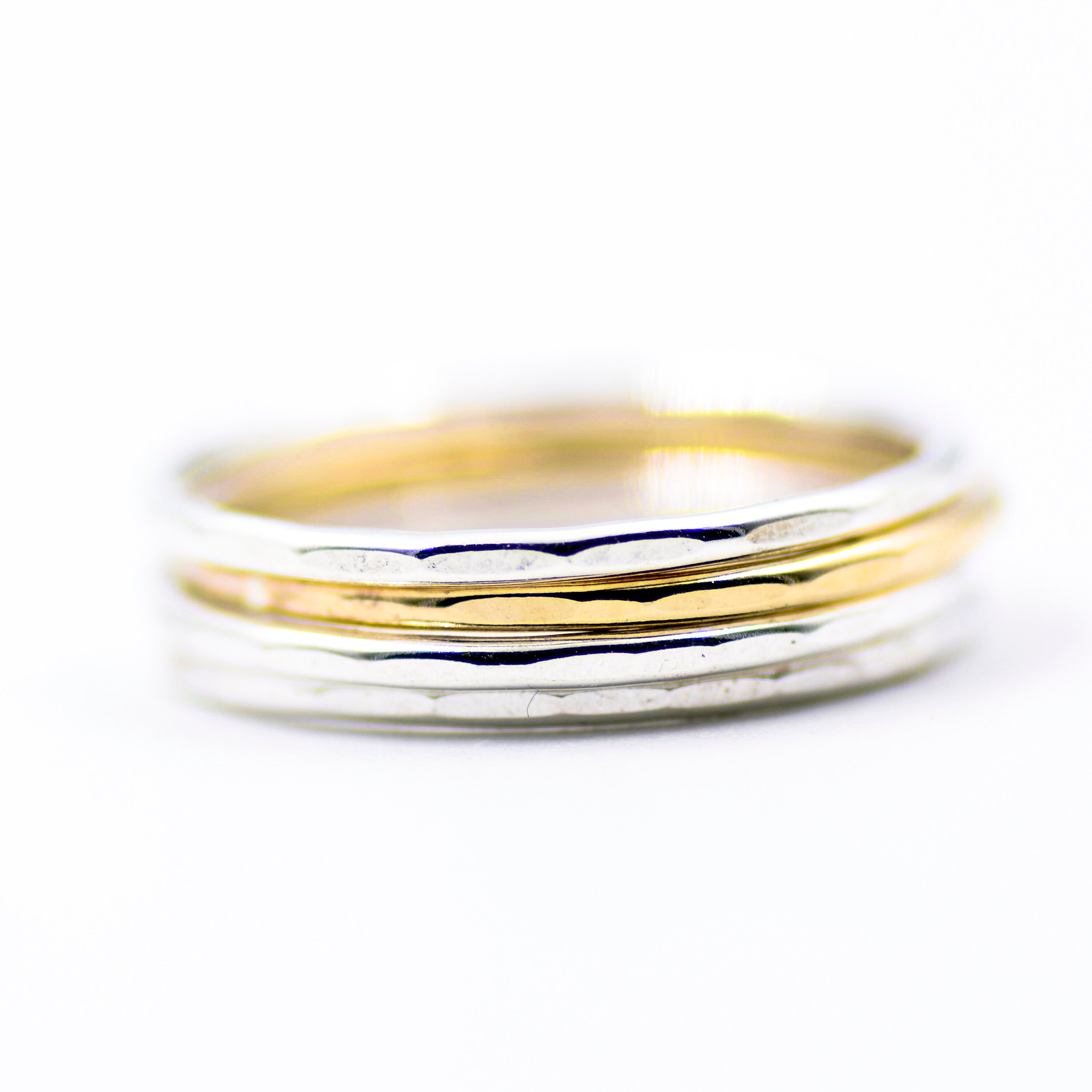 Sterling Silver and Gold Stacking Rings Set of four rings | Etsy