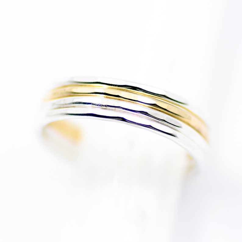 Sterling Silver and Gold Stacking Rings Set of four rings | Etsy