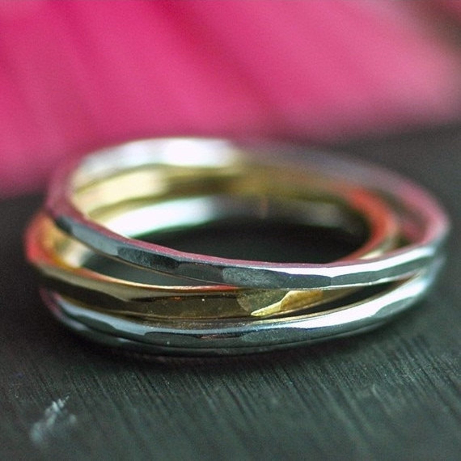 Sterling Silver and Gold Stacking Rings Set of four rings | Etsy