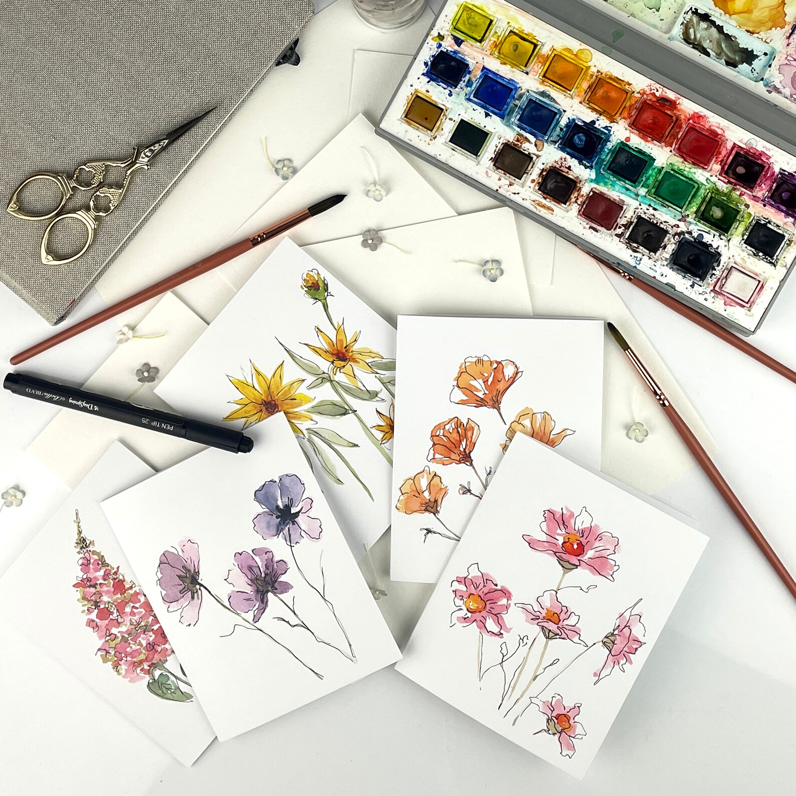 Wildflower Watercolor Note Card Set Wild Flowers Note Cards - Etsy