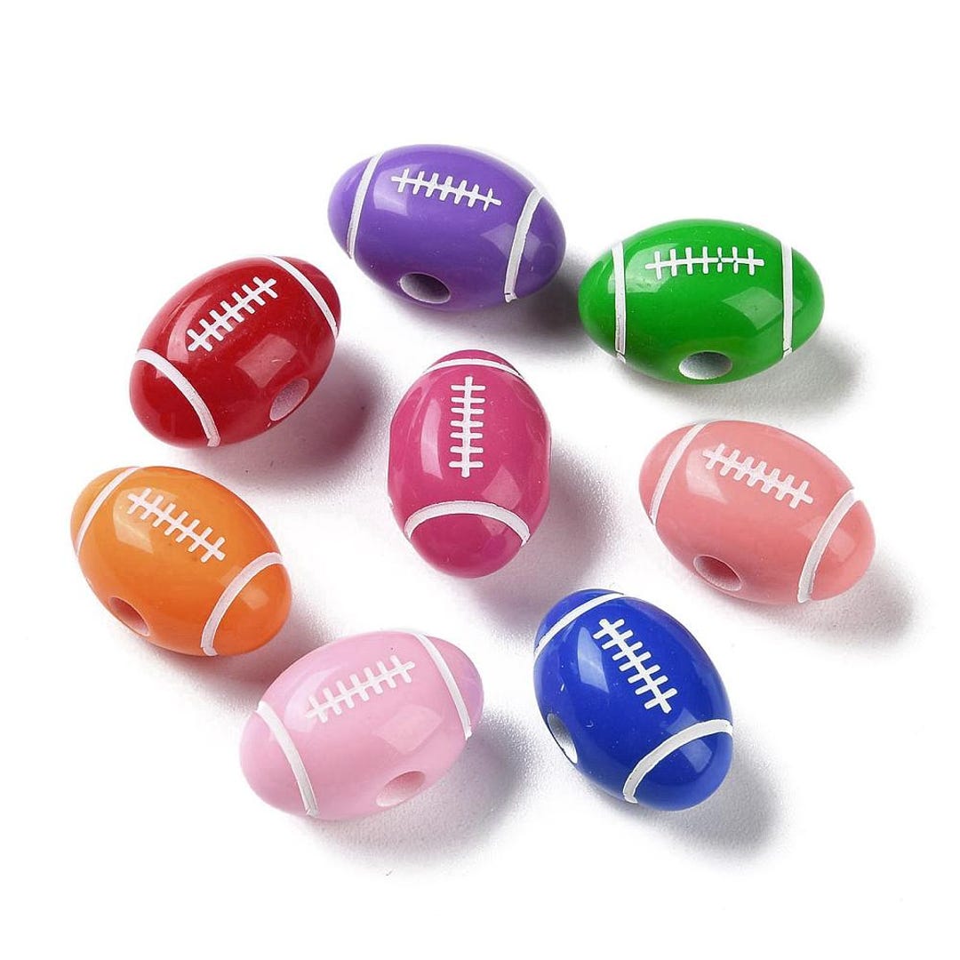 10, 20, 50 or 100 Acrylic Football Beads for Sports Crafts - 18x12mm ...