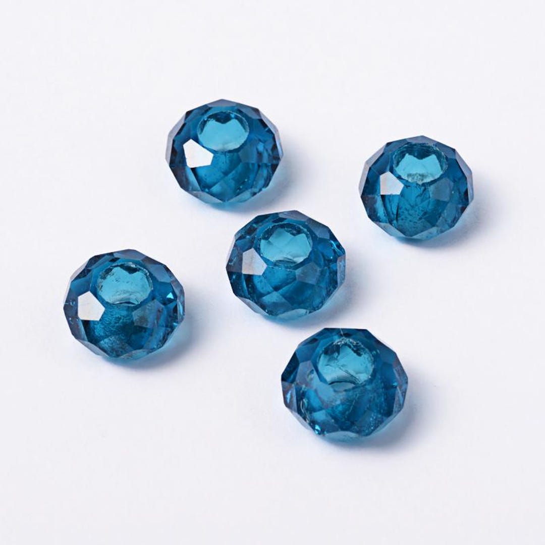 15 Wide Hole European Tealish Blue Beads to Create Custom Jewelry ...