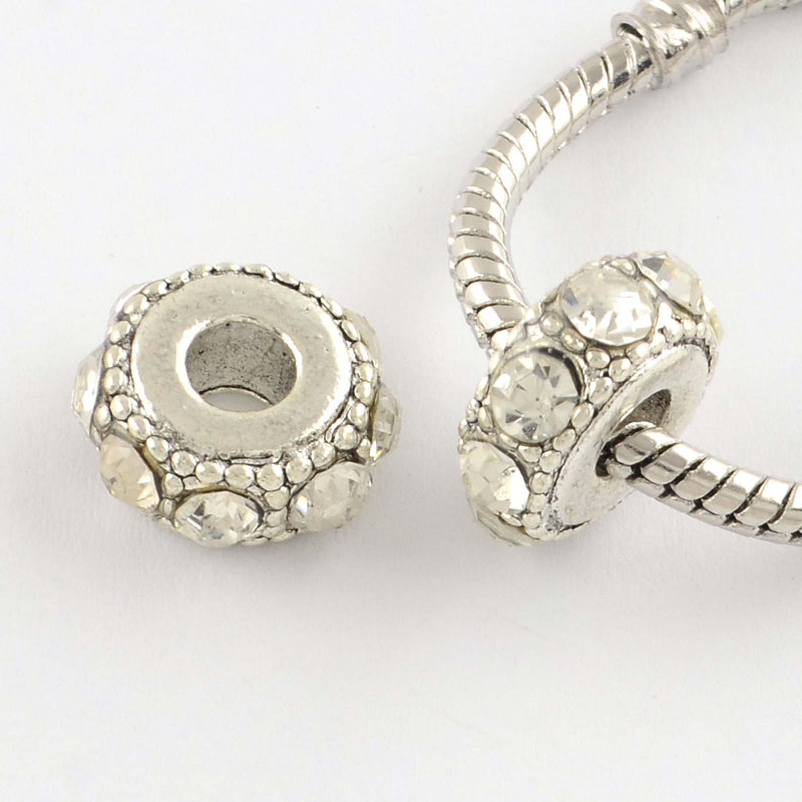 5, 10 or 20 or 50 Flat Round Mixed Antique Silver Plated Rhinestone ...
