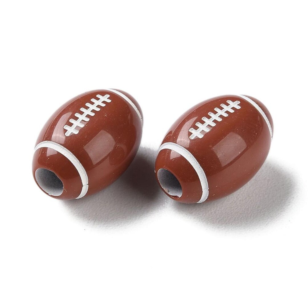 10, 20, or 50, 100 Acrylic Football Beads for Sports Crafts - 15.5x11mm ...