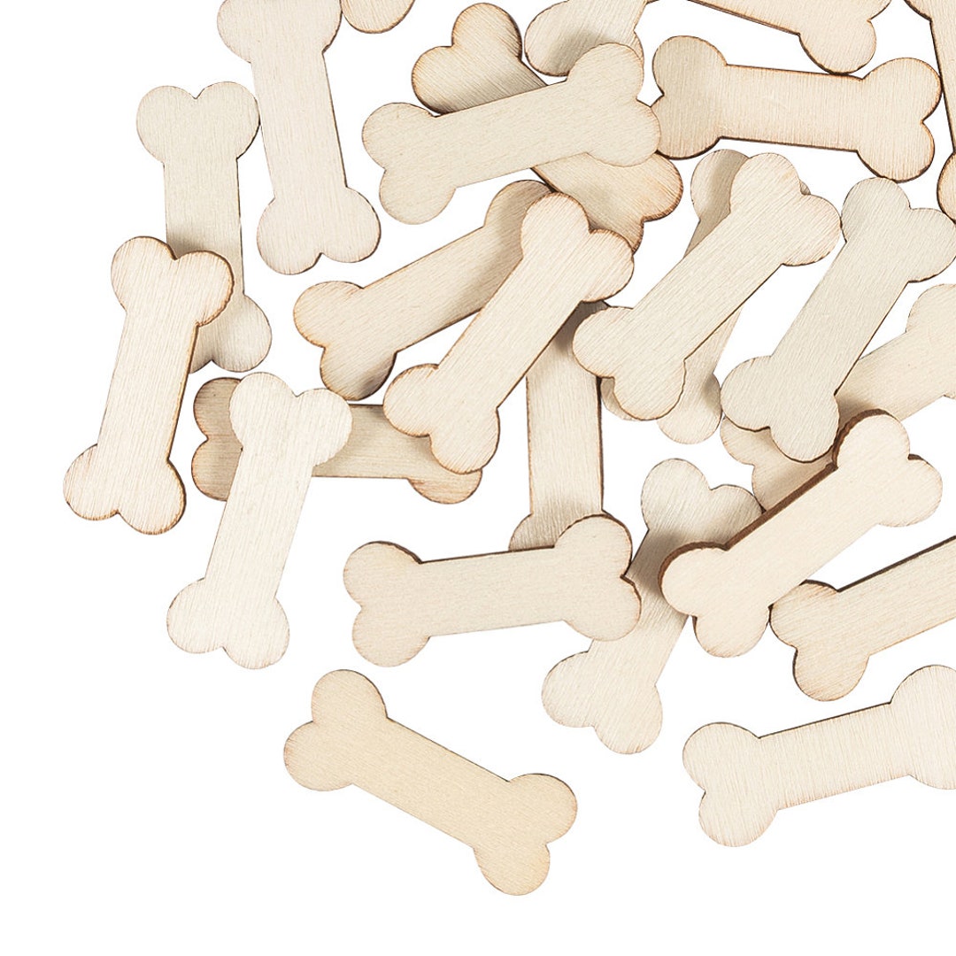 50 Cute Mini Wooden Bones 29.5x12.5x2.5mm Wood Cuts for Charms, Home ...