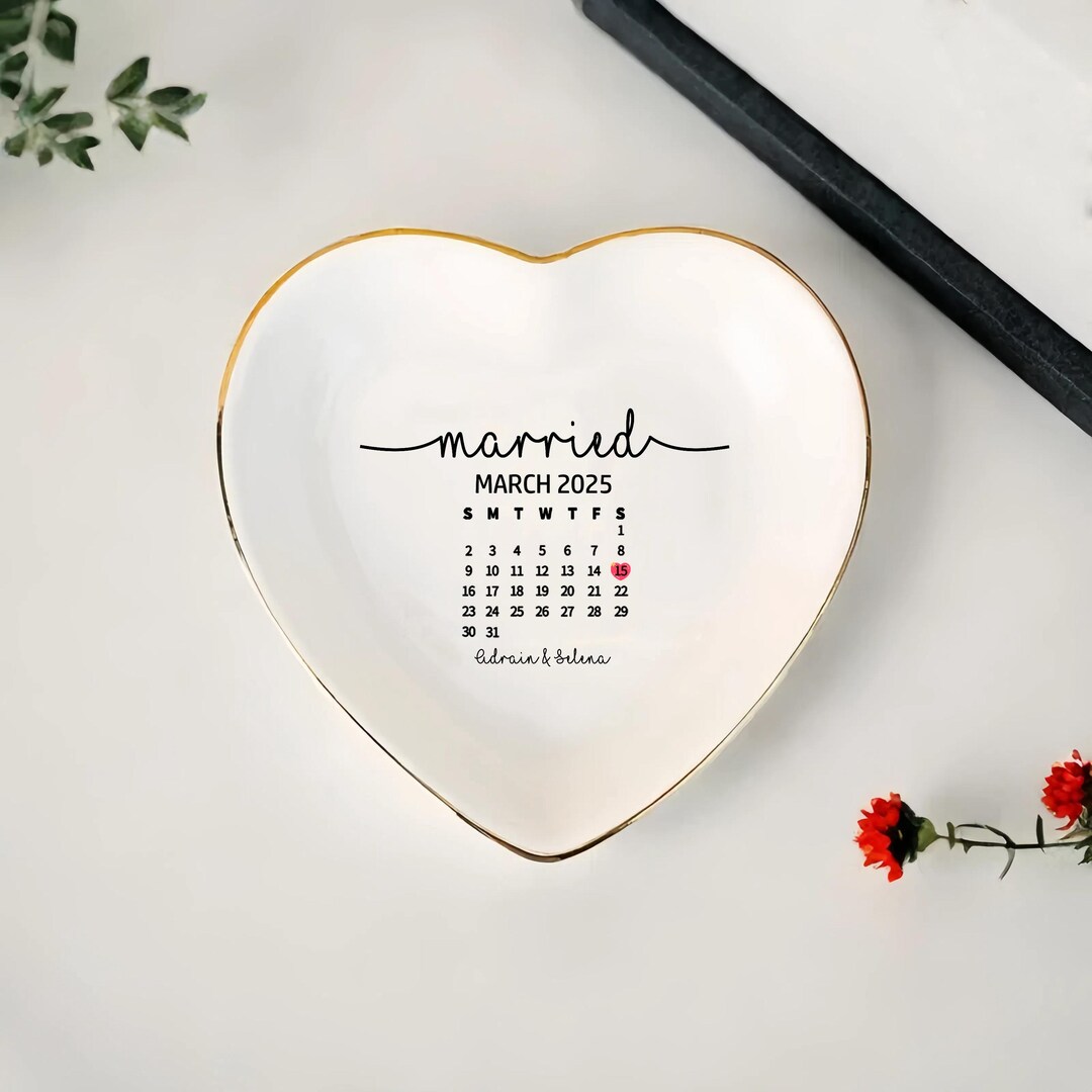 Personalised Wedding Calendar Date Jewelry Dish Gift/ Engagement ...
