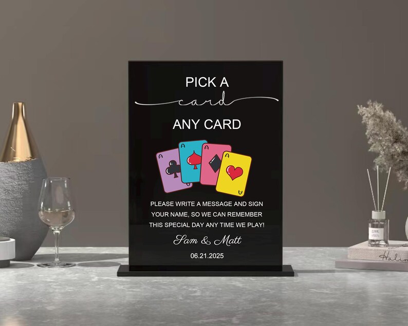 Pick a Card Acrylic Sign, Playing Cards Guestbook Sign,playing Cards ...