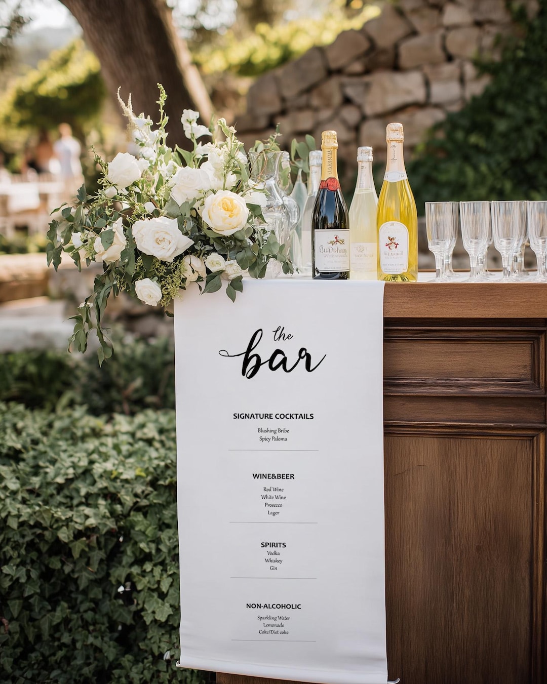 Fabric Bar Sign-wedding Bar Menu-custom Linen Bar Sign-signature ...