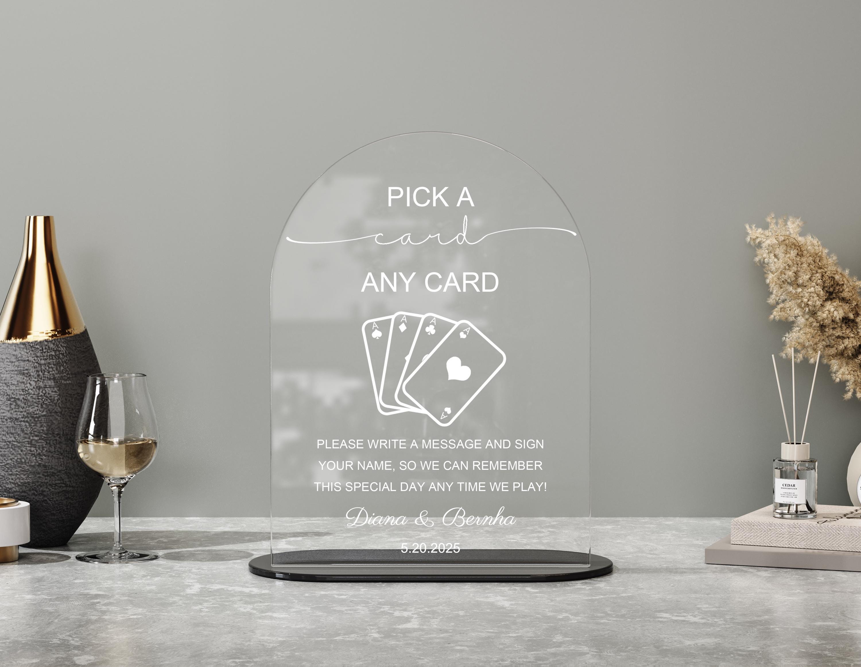 Pick a Card Acrylic Sign, Playing Cards Guestbook Sign,playing Cards ...