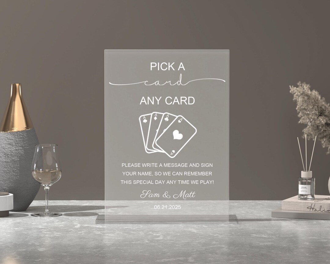 Pick a Card Acrylic Sign, Playing Cards Guestbook Sign,playing Cards ...