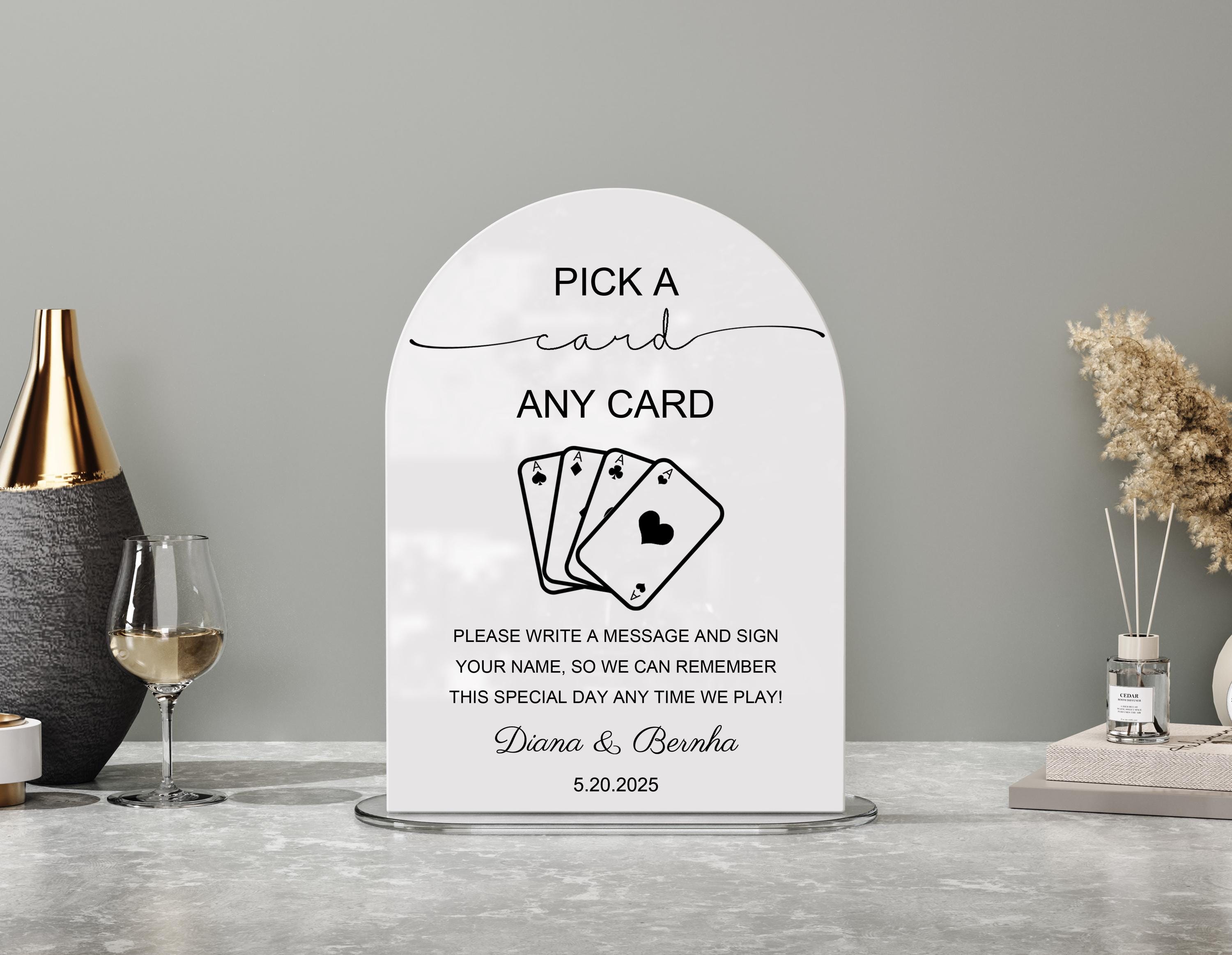 Pick a Card Acrylic Sign, Playing Cards Guestbook Sign,playing Cards ...