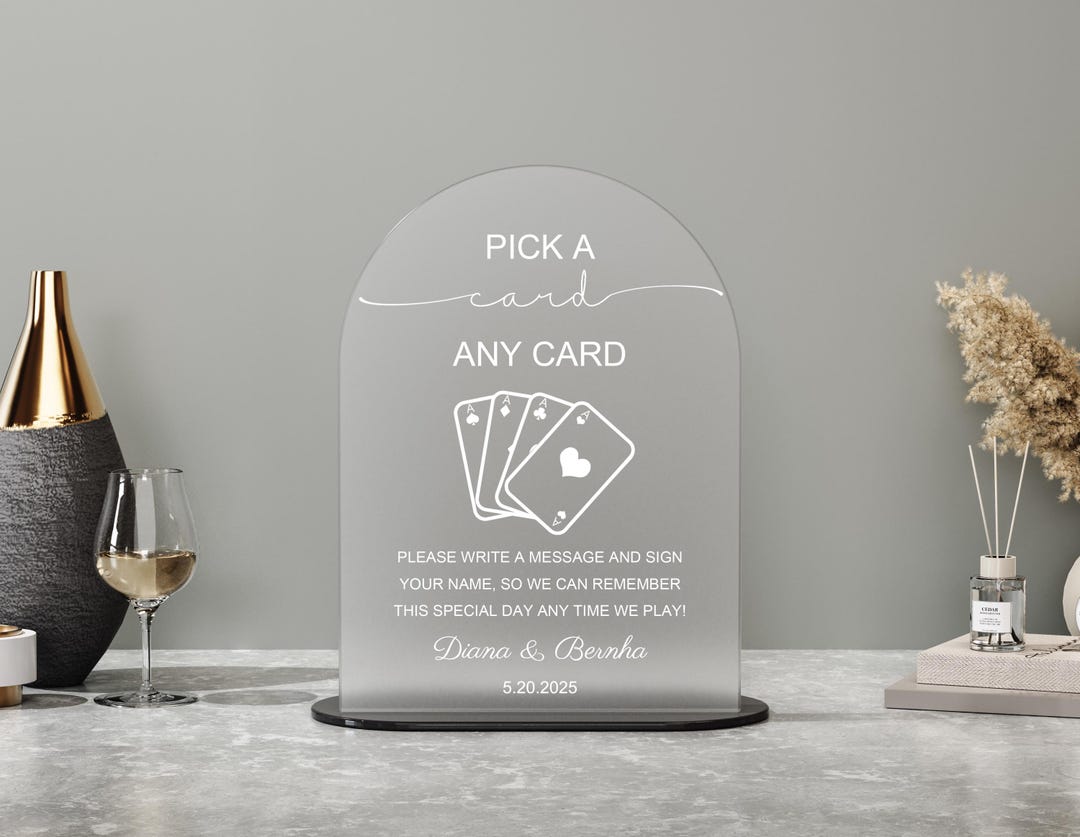 Pick a Card Acrylic Sign, Playing Cards Guestbook Sign,playing Cards ...