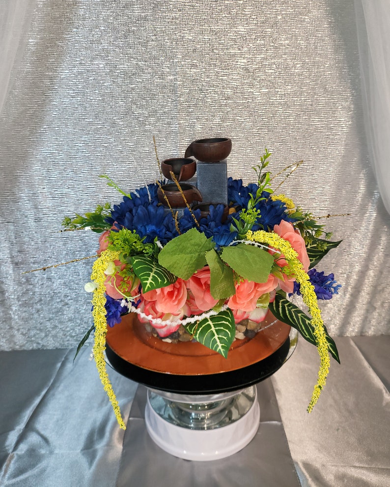 Paradise Waterfall Flower Arrangements W/ Small Pebbles Base. - Etsy