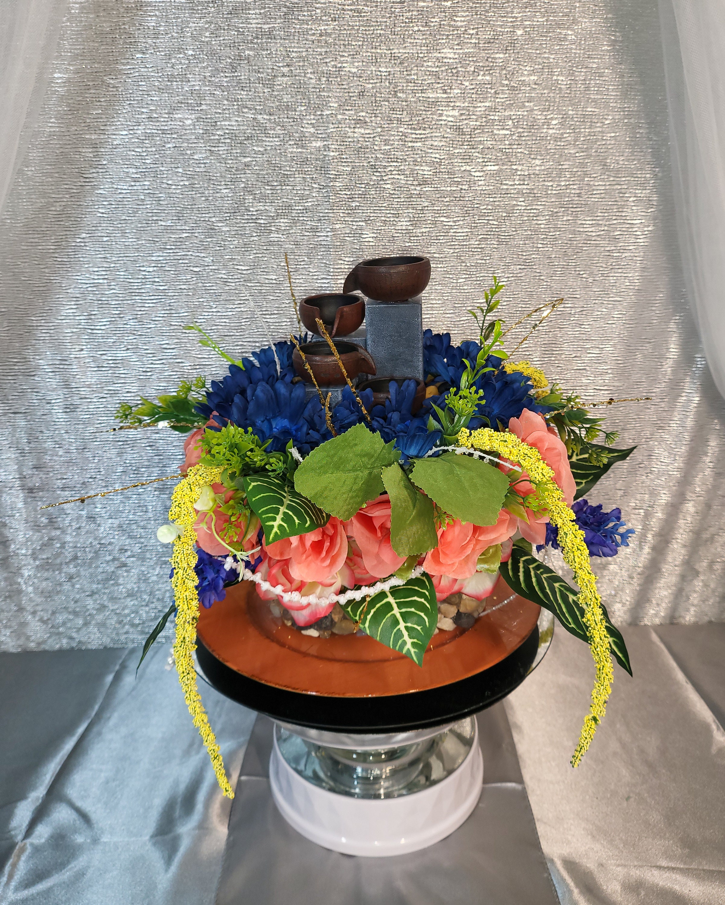 Paradise Waterfall Flower Arrangements W/ Small Pebbles Base. - Etsy