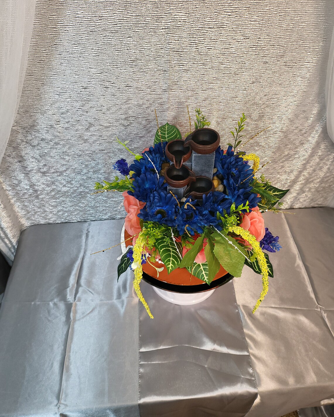 Paradise Waterfall Flower Arrangements W/ Small Pebbles Base. - Etsy