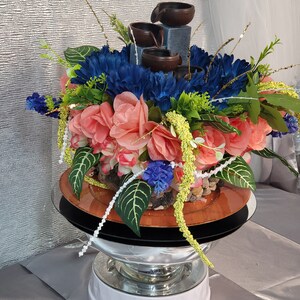 Paradise Waterfall Flower Arrangements W/ Small Pebbles Base. - Etsy