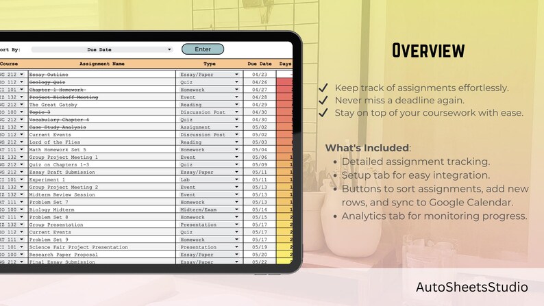 Student Academic Planner & Assignment Tracker Template 2024 | Google ...