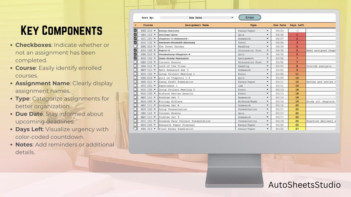 Student Academic Planner & Assignment Tracker Template 2024 | Google ...