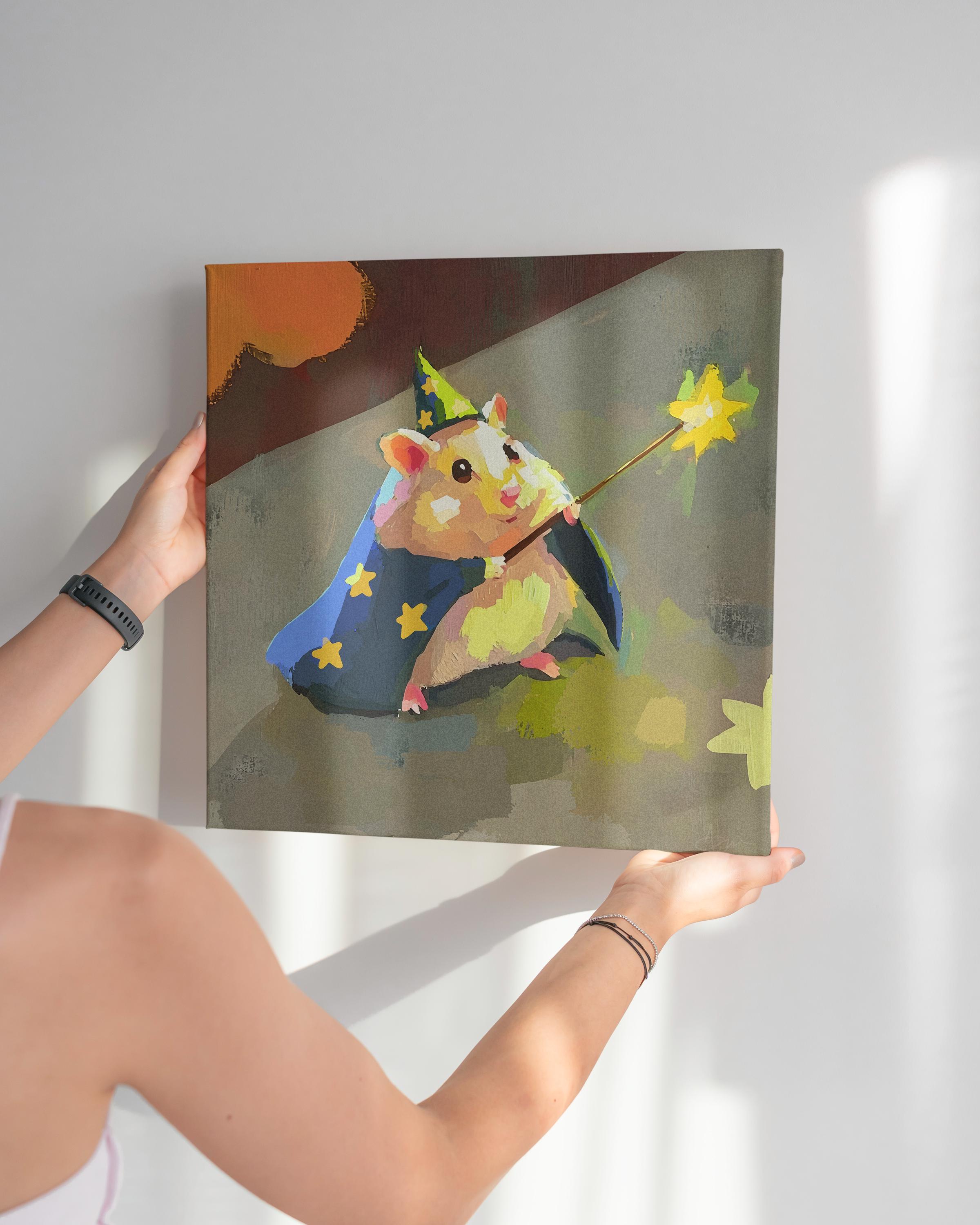 HAMSTER WIZARD Canvas Painting Print, Funny Hampter Meme Wall Art ...