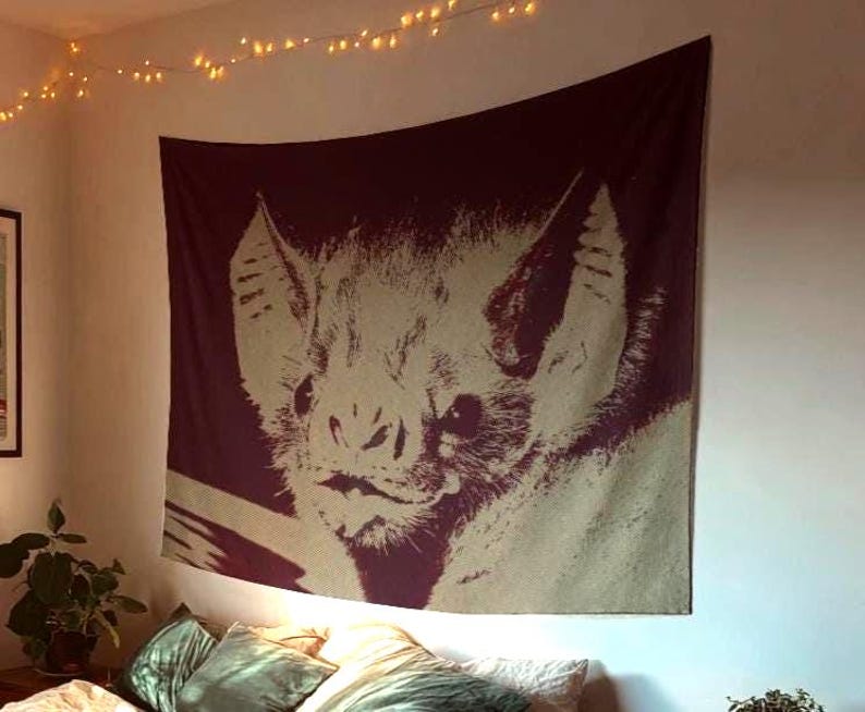 Maroon Red Bat Tapestry Gothic Decor Halloween Bat Tapestry Romantic ...