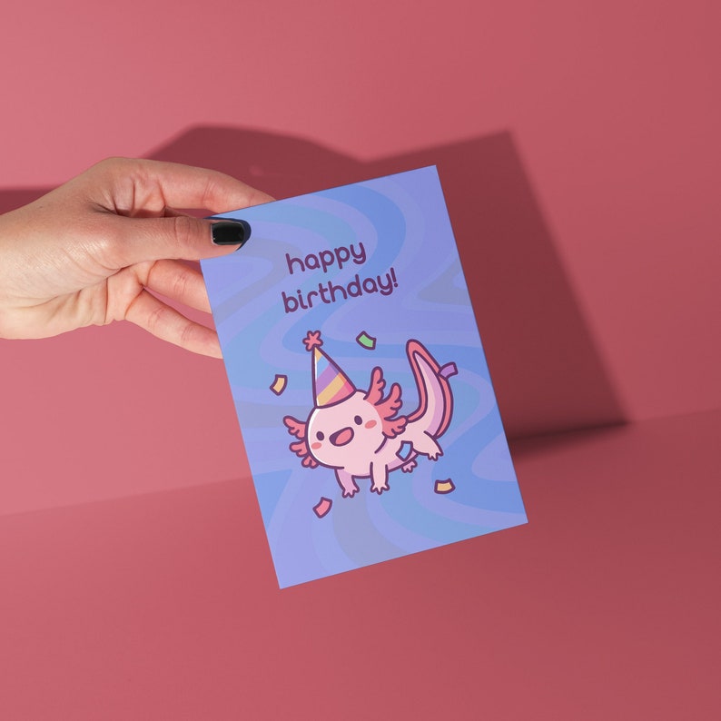 Cute Axolotl Birthday Card, Happy Birthday Axolotl Greeting Card ...