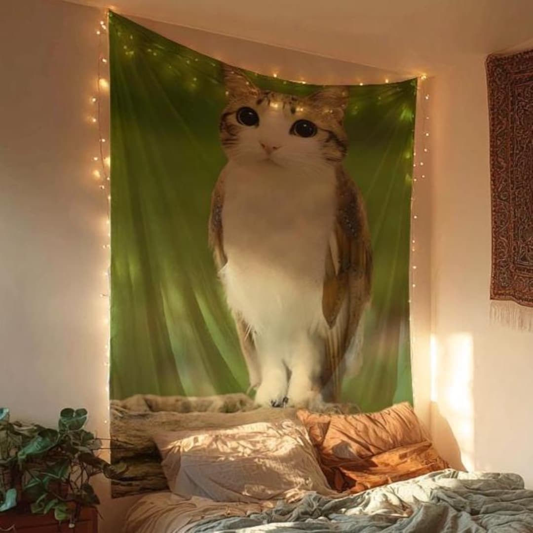 MEOWL Meme Room Tapestry, Meowl Cat Owl Funny Meme, Funny Dorm Tapestry ...