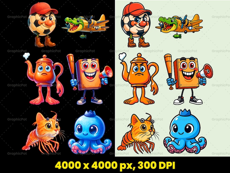 Italian Brainrot PNG Bundles - (2 in 1) - 2D Mascot & 3D Watercolor ...
