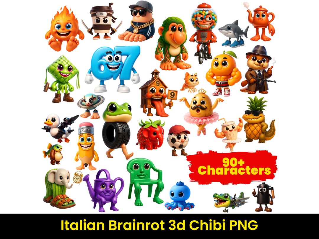 Italian Brainrot 3d Chibi PNG Bundles | Funny Meme Characters | New ...