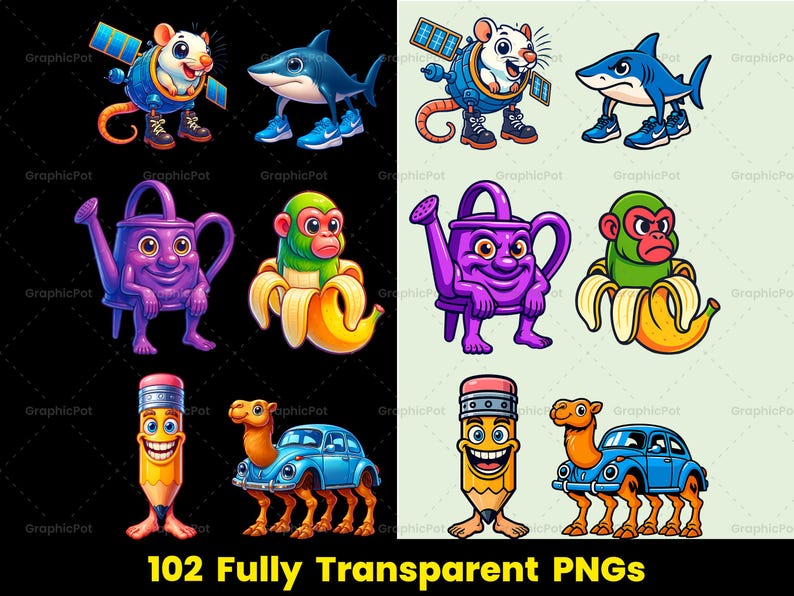 Italian Brainrot PNG Bundles - (2 in 1) - 2D Mascot & 3D Watercolor ...
