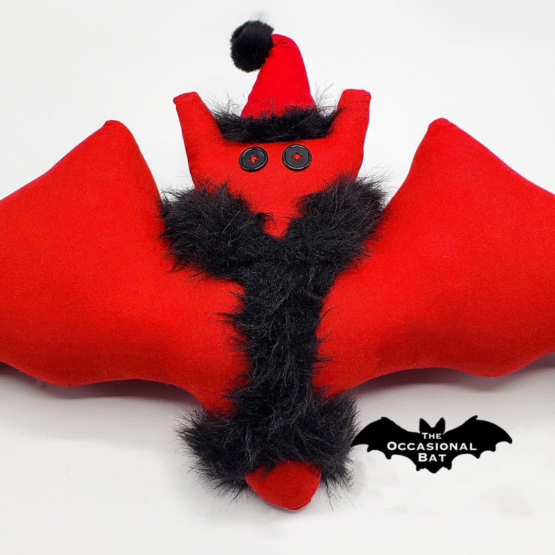 Santa Bat Pillow With Black Faux Fur - Etsy