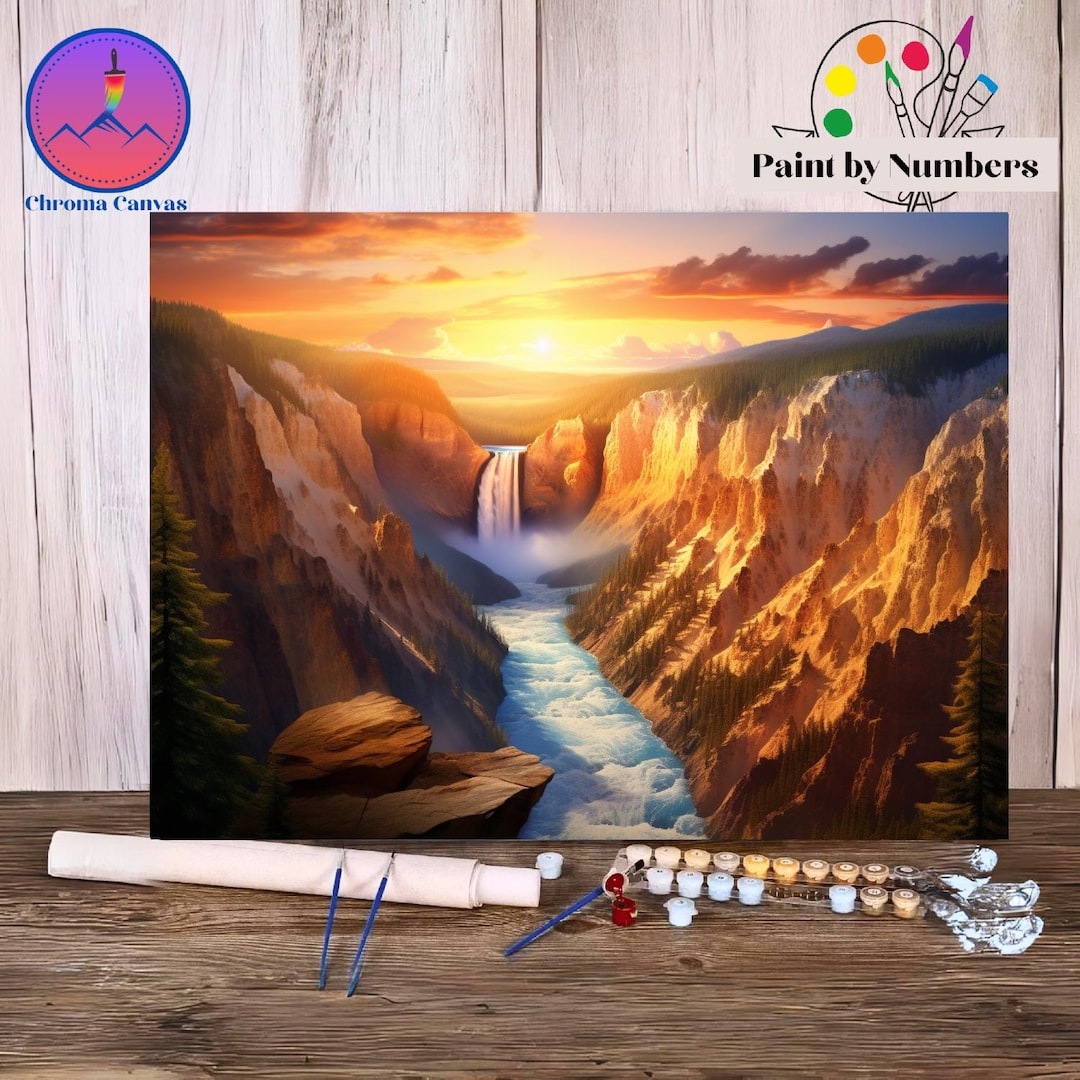 Yellowstone Landscape Paint by Numbers, Adult Paint by Numbers Kit ...