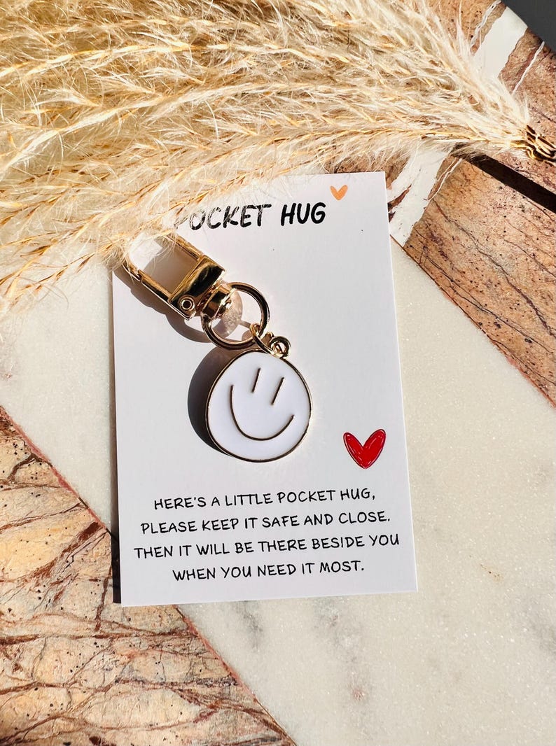 Smiley Face Pocket Hug Charm: Thinking of You Gift. Valentine's Day ...