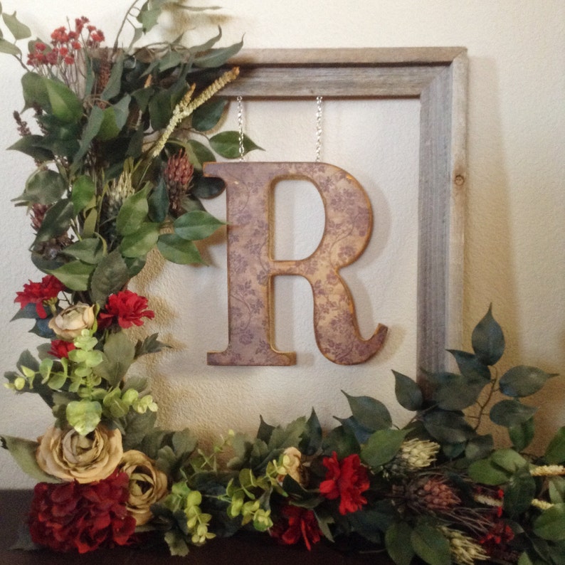 Front Door Wreath with Initial Monogram Wreath Rustic Décor | Etsy