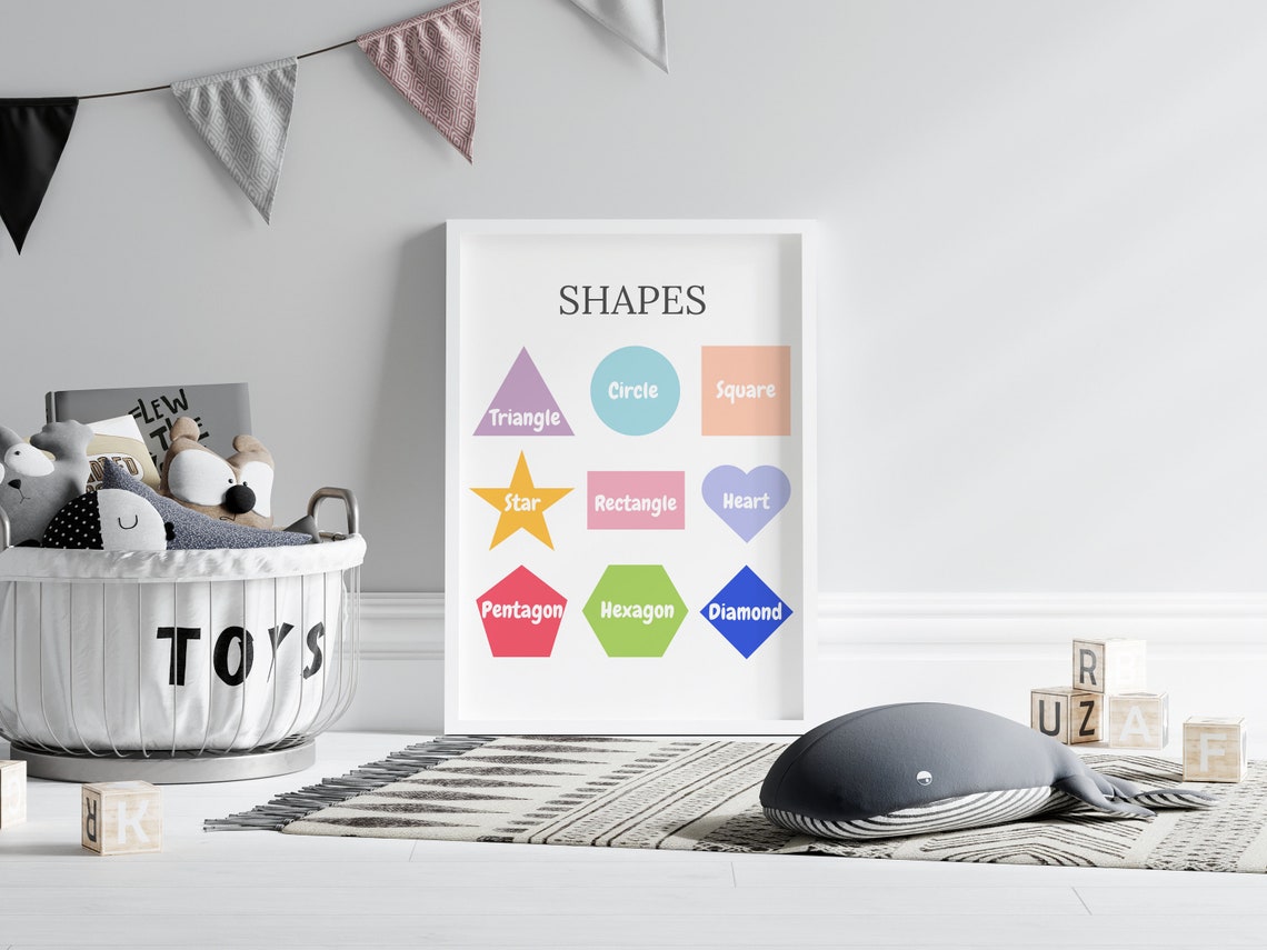 Learning Shapes Wall Art Shapes Poster Educational Poster Homeschooling ...