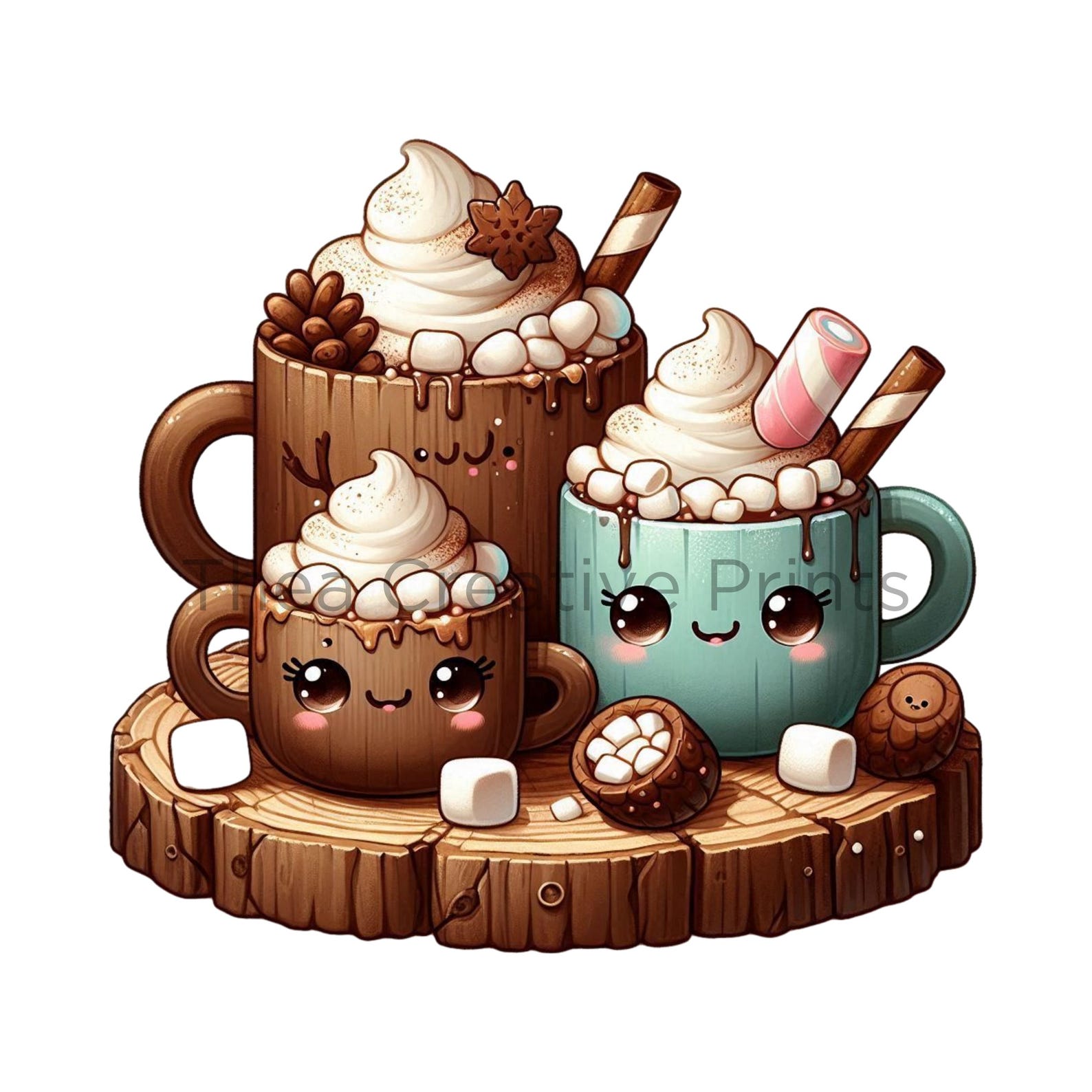 10 Christmas Hot Cocoa Mugs Clipart PNG, Hot Chocolate Clipart Bundle ...