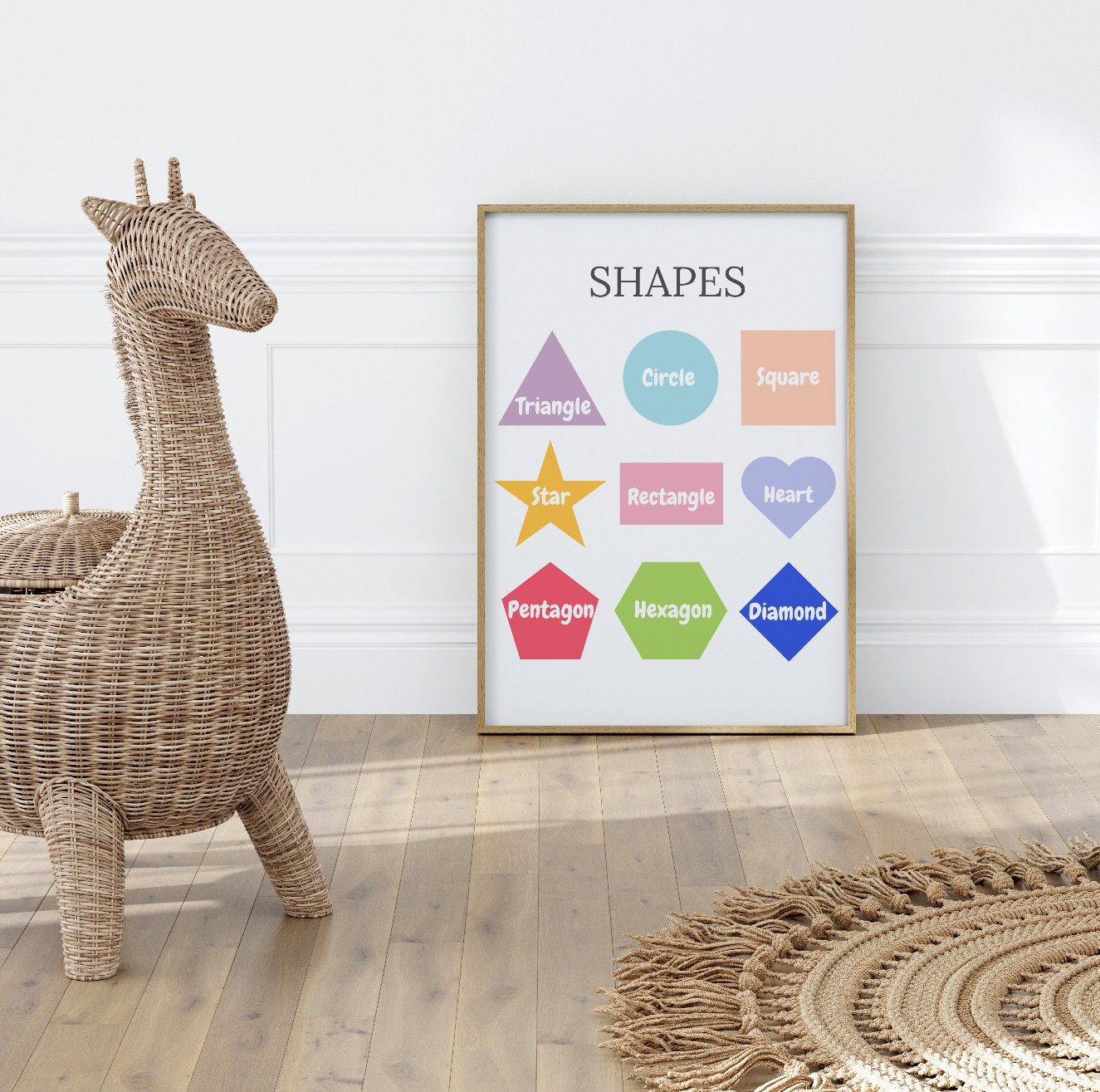 Learning Shapes Wall Art Shapes Poster Educational Poster Homeschooling ...