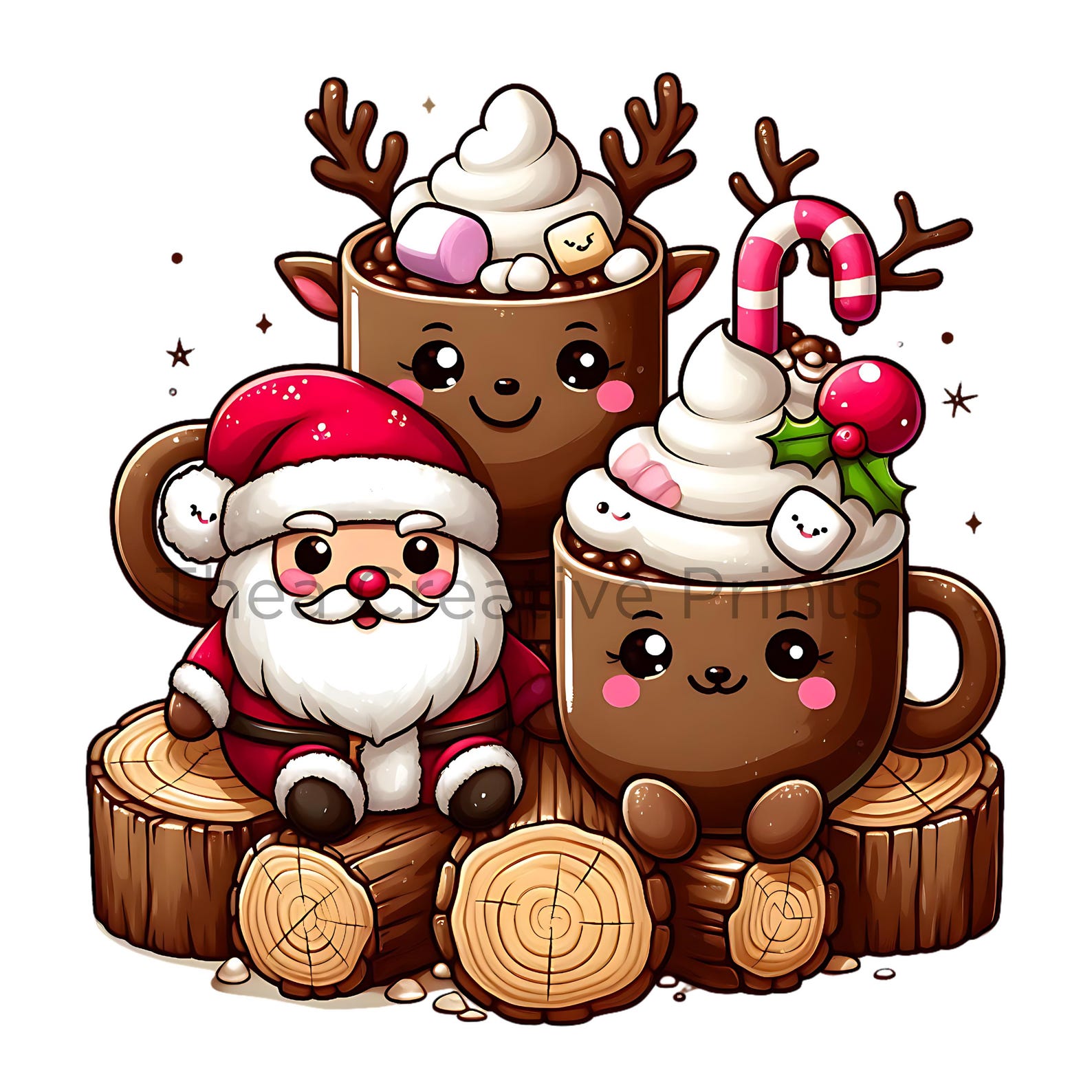 10 Christmas Hot Cocoa Mugs Clipart PNG, Hot Chocolate Clipart Bundle ...