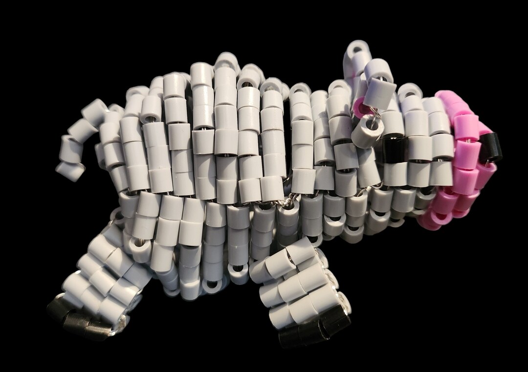 3D Gray Hippopotamus Made Out of Copper Wire and Hama Beads. - Etsy