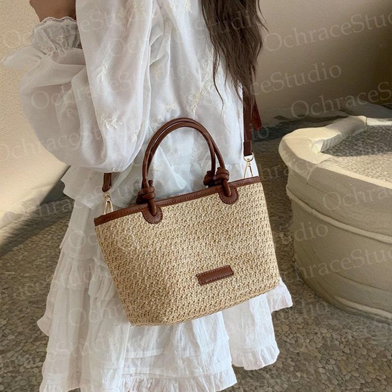 Straw Bag, Crossbody Beach Bag, Woven Natural Straw Handbag, Women ...