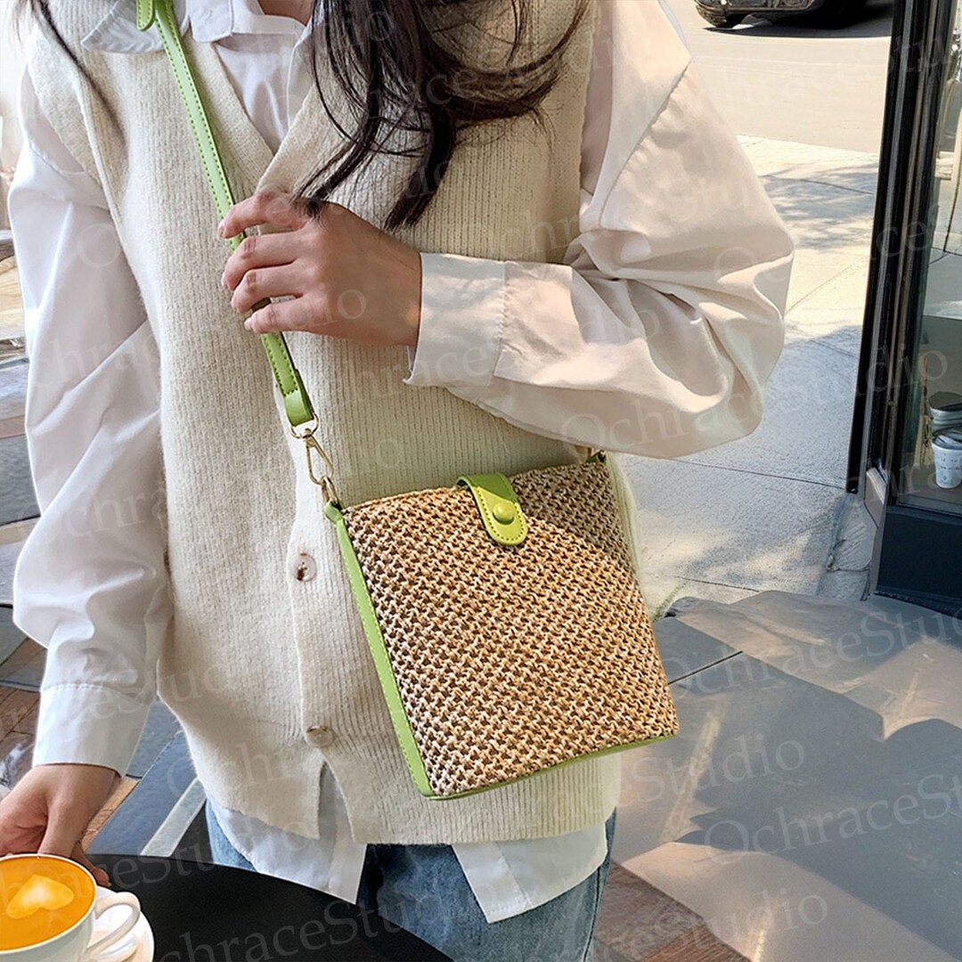 Small Crossbody Straw Bag, Woman Purse Cross Body, Wicker Bag, Straw ...