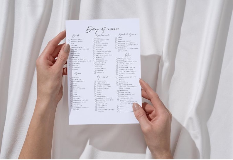 Wedding Day of Checklist- Full Wedding Day Planning Checklist - Etsy