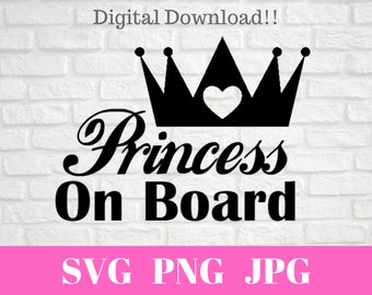 Princess on Board Svg - Etsy